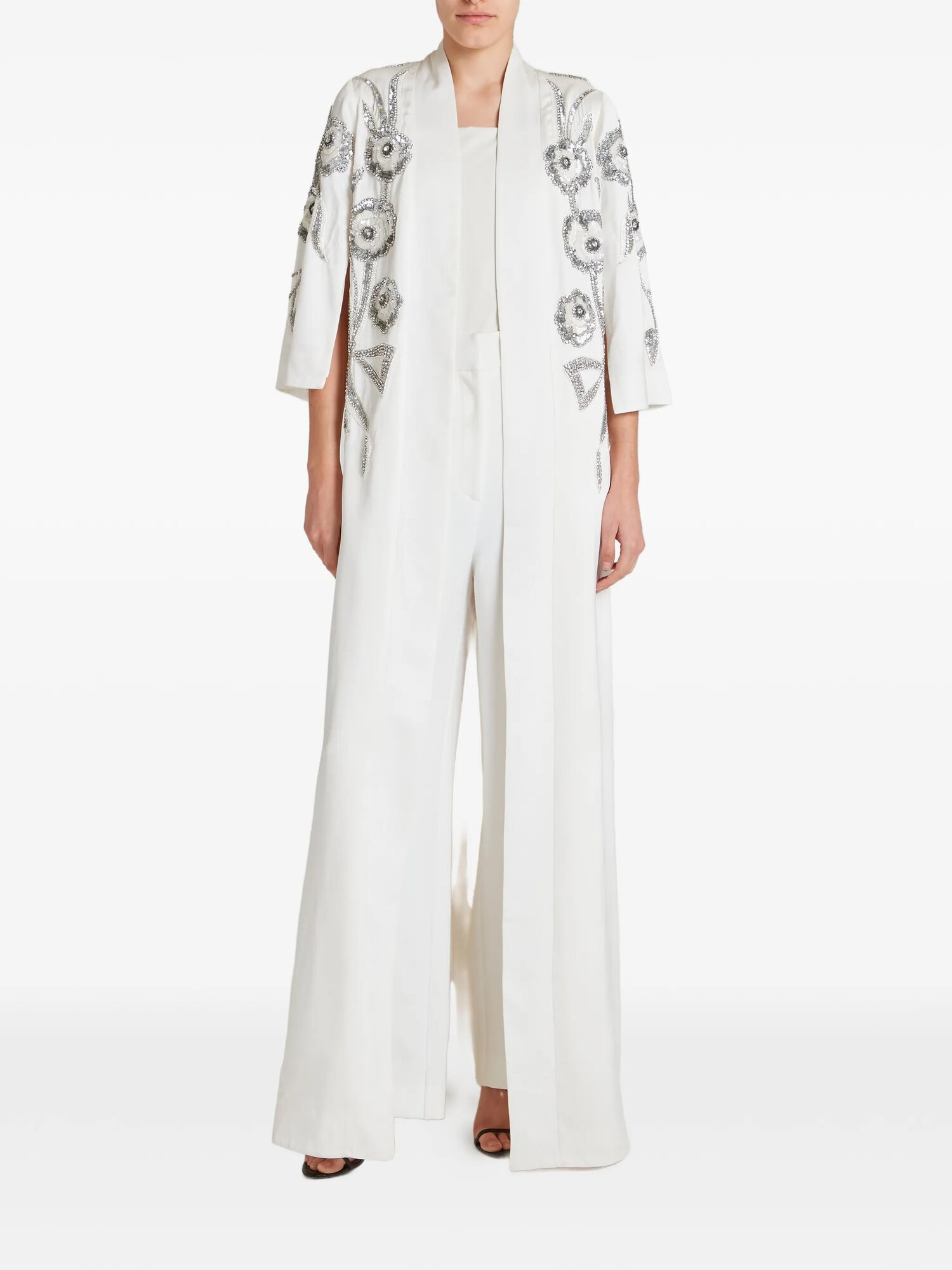 Накидка Temperley London Lana, размер 10, бежевый/белый — фото 1