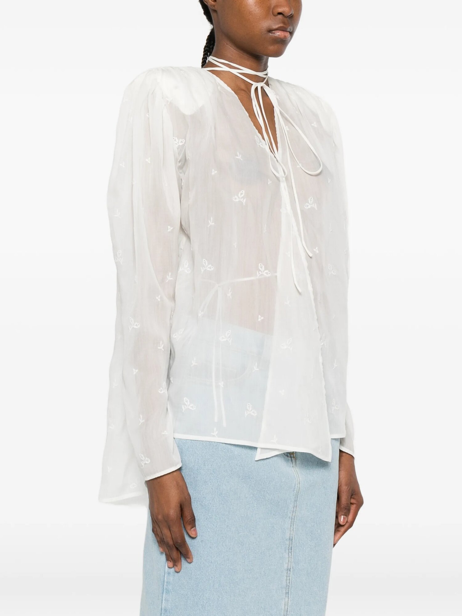 Блуза MAGDA BUTRYM Floral-embroidered ruffled blouse, размер 36 — фото 1