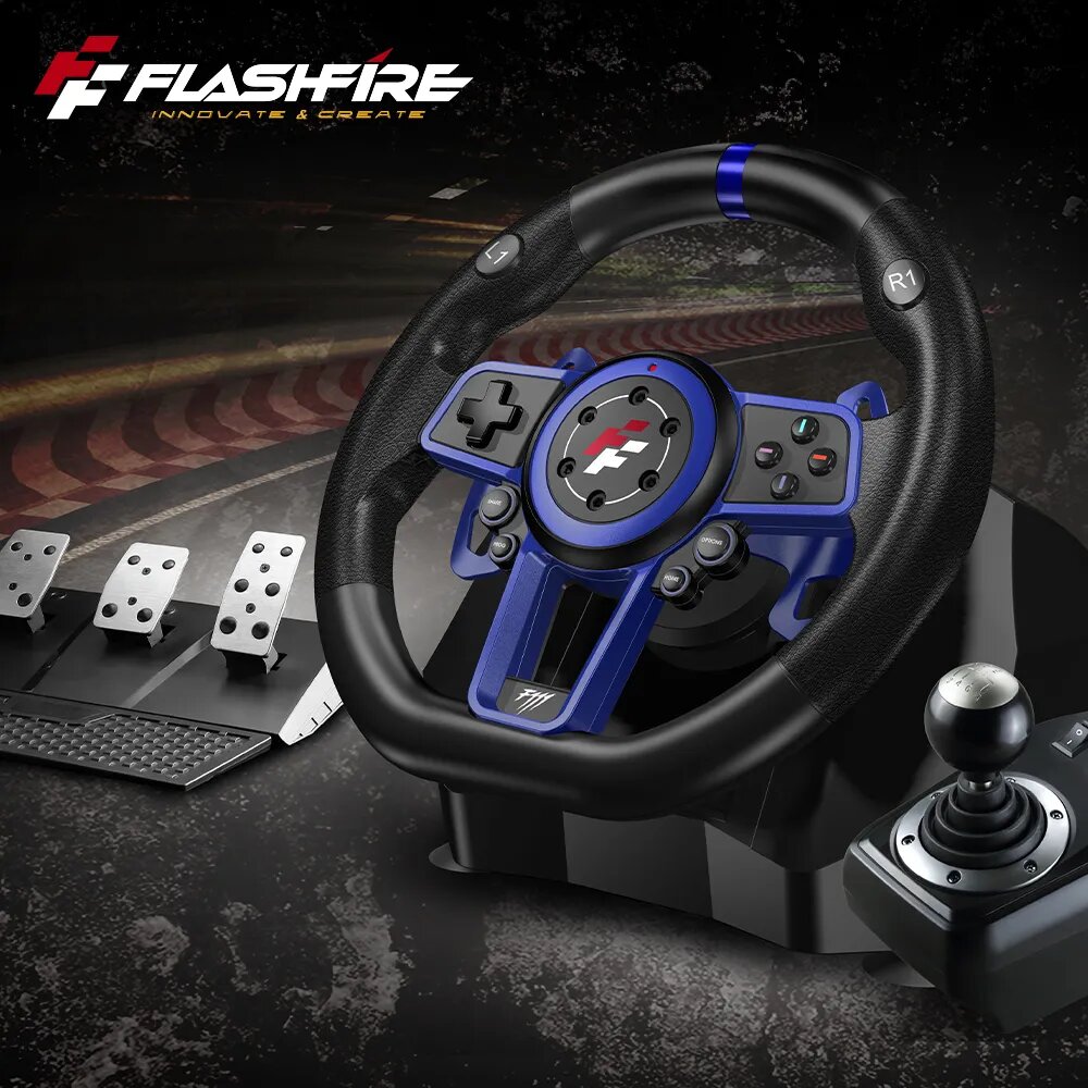 Игровой руль FlashFire "Suzuka", проводное подключение, совместимость с PS3/PS4/PS5/ПК/Nintendo Switch/Xbox
