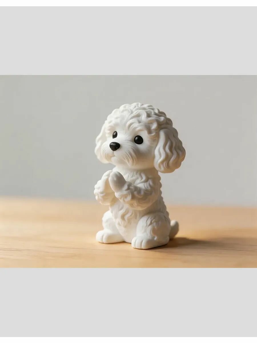 Декоративная фигурка "Кудрявый щенок - на удачу" 3D печать из пластика