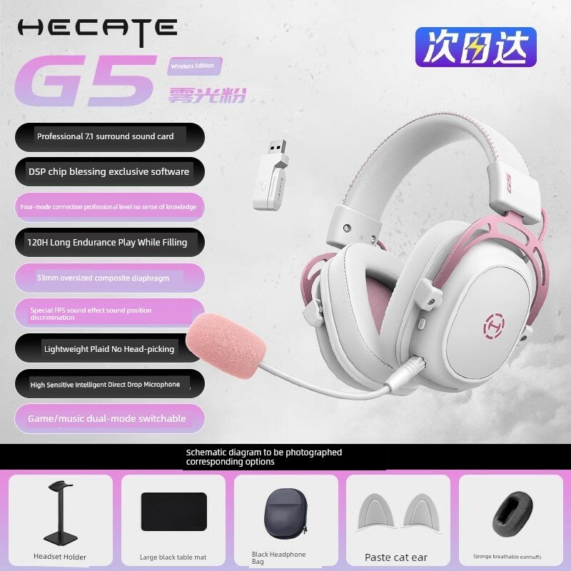 Edifier G5 беспроводные игровые наушники Bluetooth с функцией, цвет мист-розовый, стандартная версия
