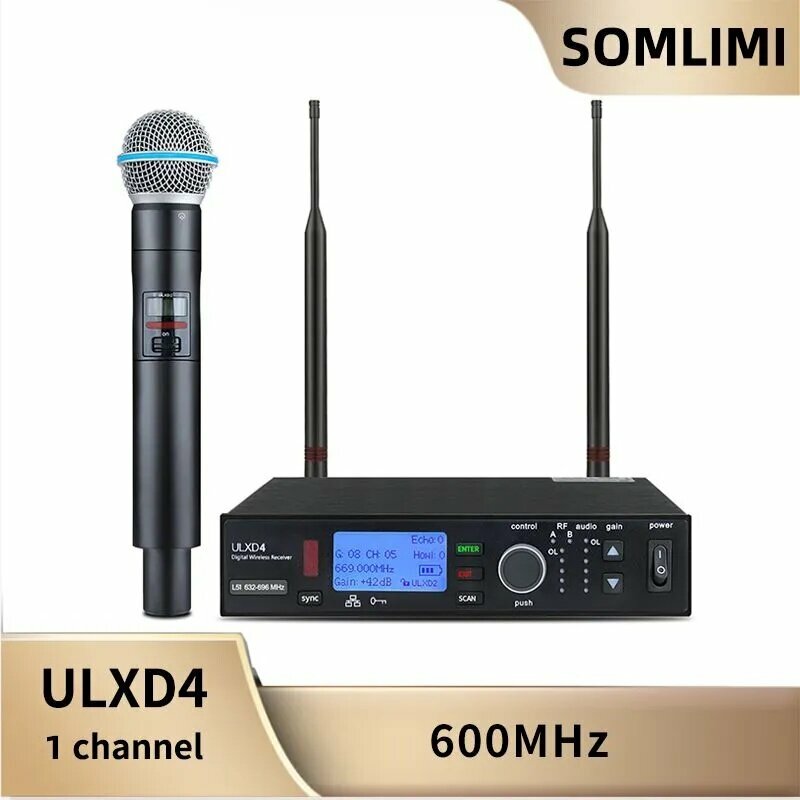 SOMLIMI Микрофон универсальный ULXD4, черный матовый