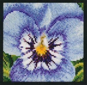Набор для вышивания Анютины глазки, канва аида 18 ct 10 x 10 см THEA GOUVERNEUR 464A