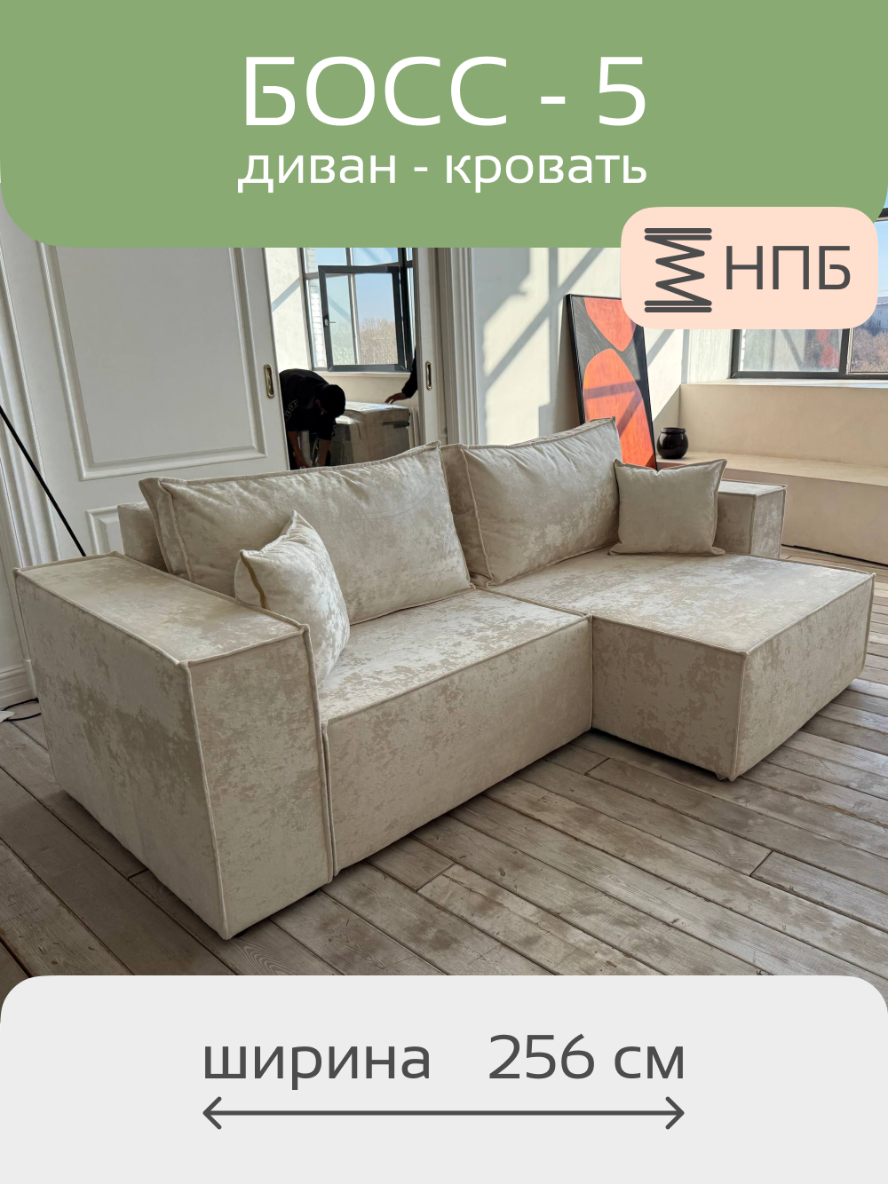 Диван-кровать Босс-5 с ящиком для хранения выкатной механизм, белый