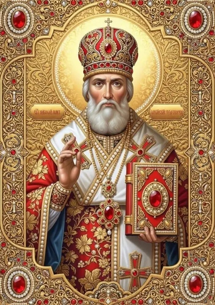 Алмазная мозаика алмазная картина 40x60 см Николай Чудотворец для дома для декорирования для творчества для подарка