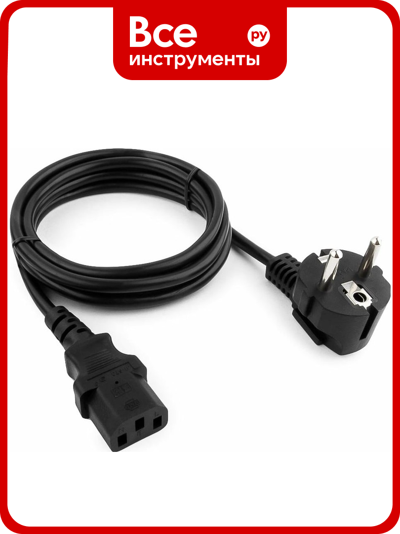 Кабель питания Cablexpert Schuko‑C13 VDE, черный, с заземлением, с защитой от перенапряжения, для стационарных сетей