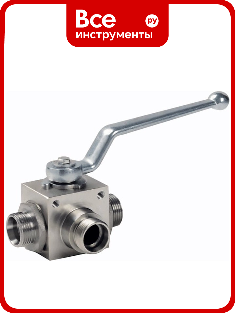 Гидравлический шаровый трехходовой кран TITAN LOCK DN 6 (1/4"), типа НР, сталь TLHYD3V1/4M, из углеродистой