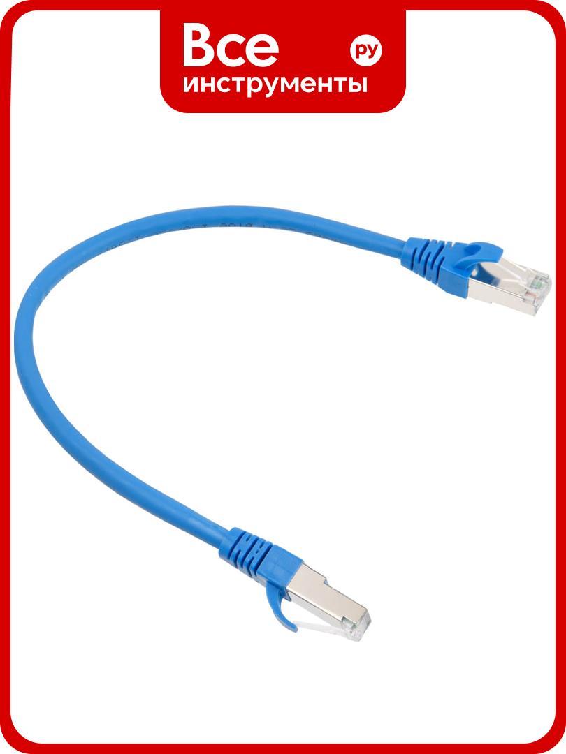 Патч-корд Advant Ethernet CAT6a, 2xRJ45, S/FTP, 4 пары (AWG26), оболочка LSZH, длина 0.3 м, цвет: синий