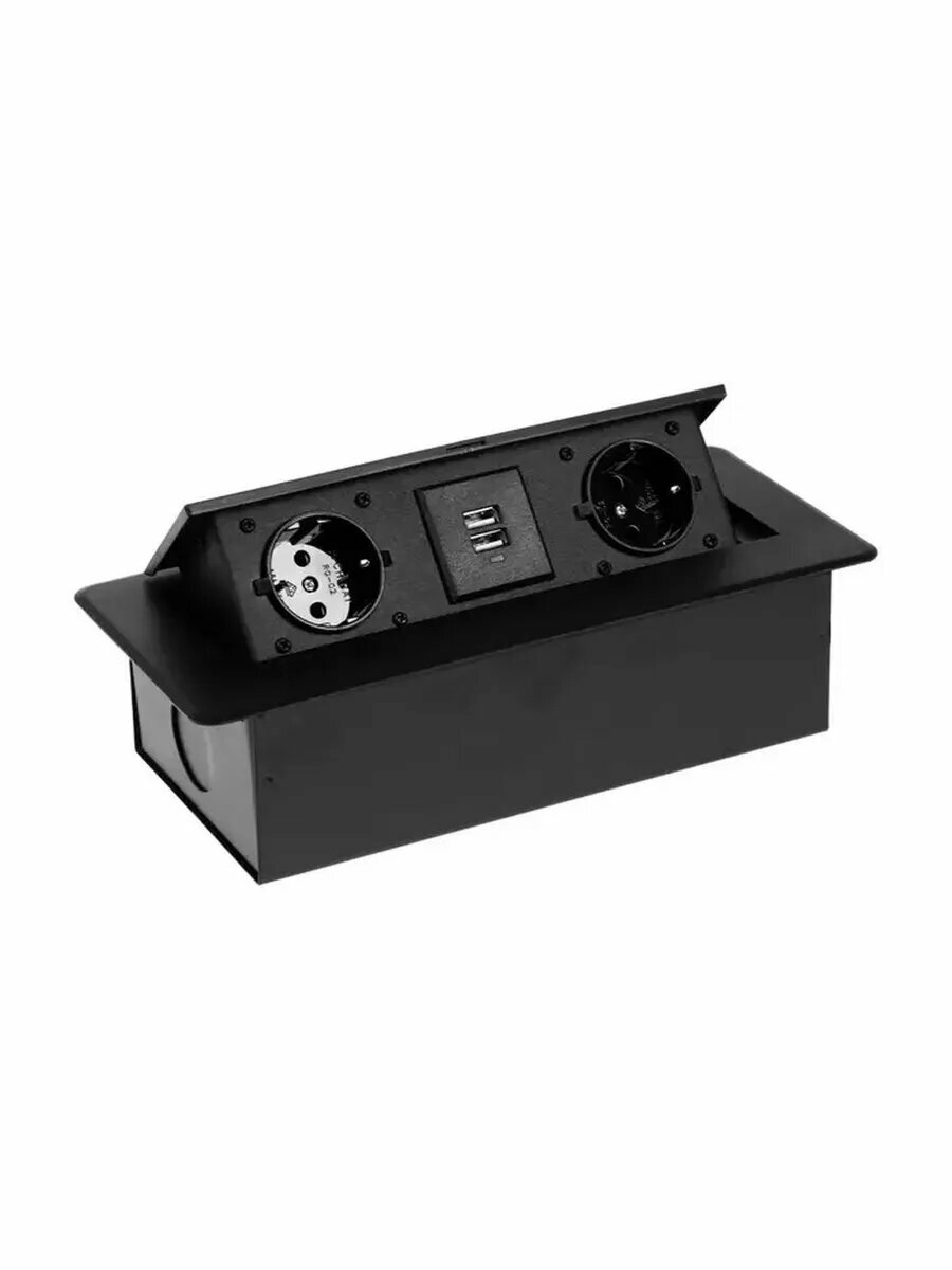 Выдвижная розетка с USB и двойными гнёздами