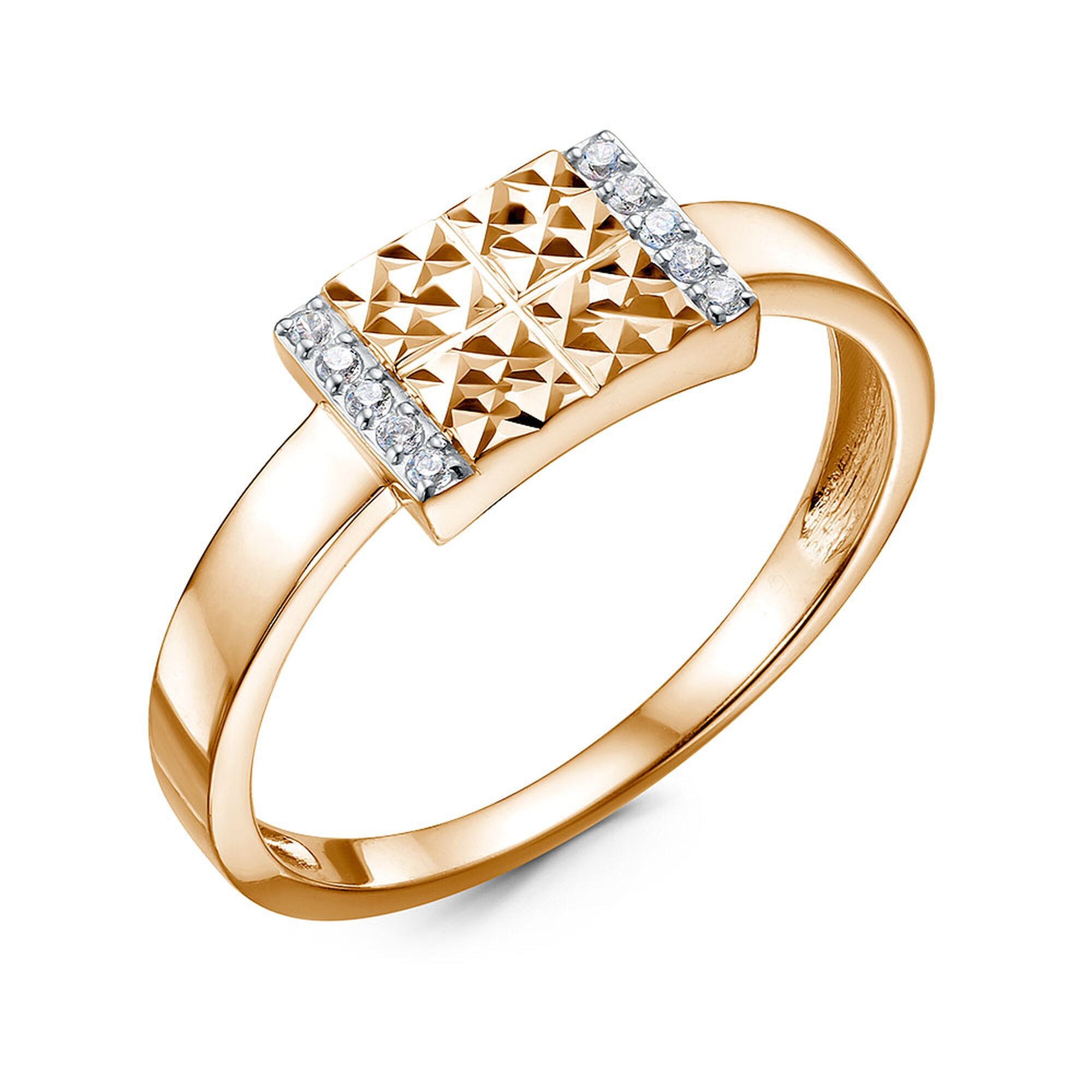 Кольцо Diamant online, красное золото, 585 проба, фианит