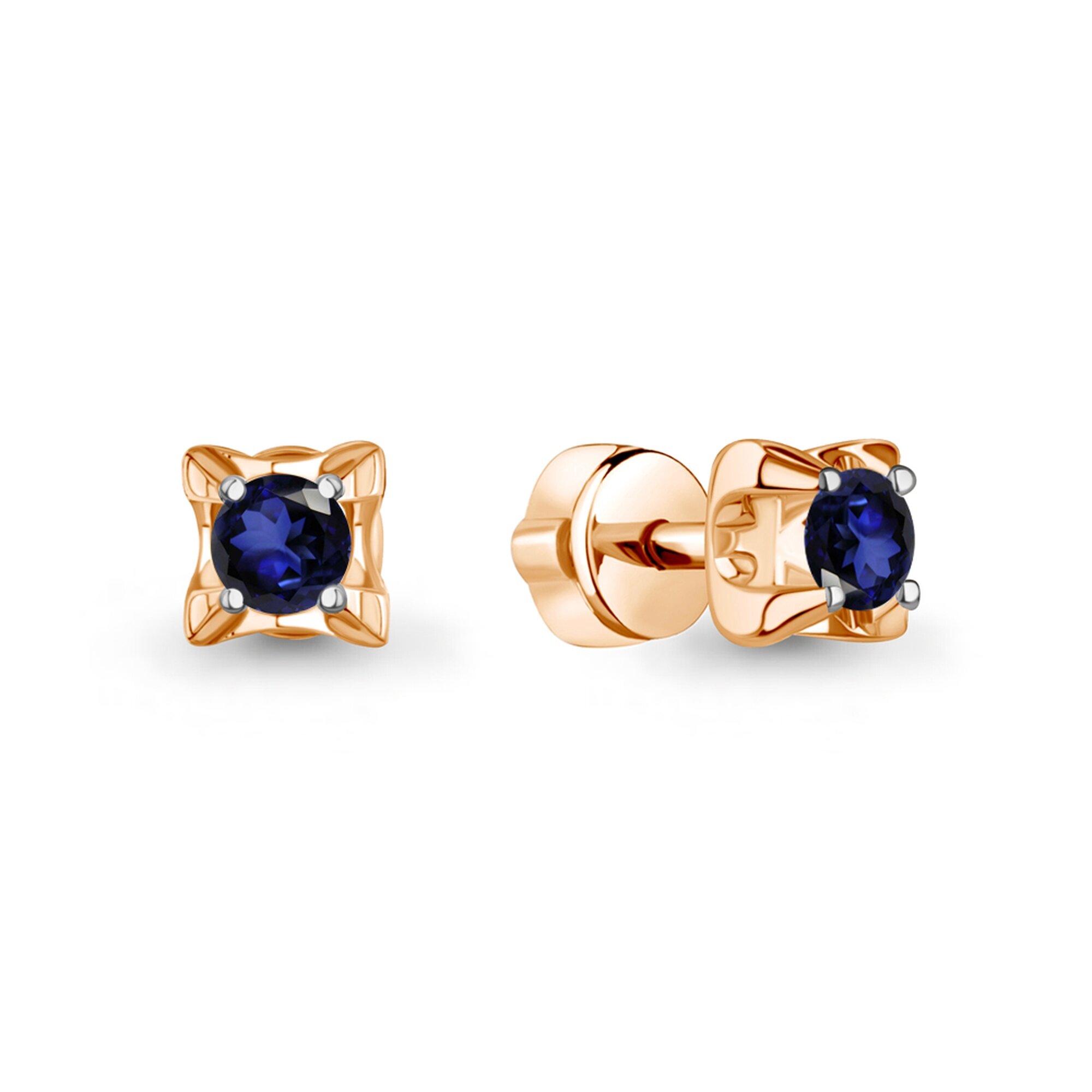 Серьги, красное золото, 585 проба, сапфир