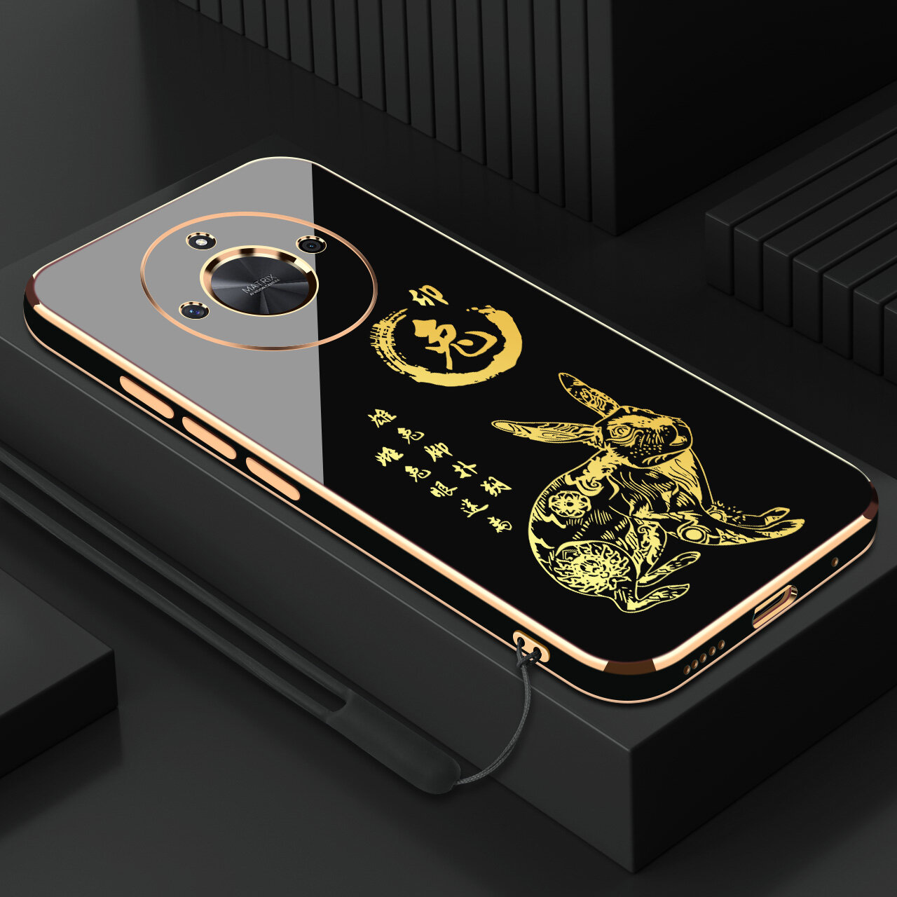 Силиконовый мягкий чехол для Honor X50 с электролакировкой и дизайном Крысы - Черный, полная защита от царапин