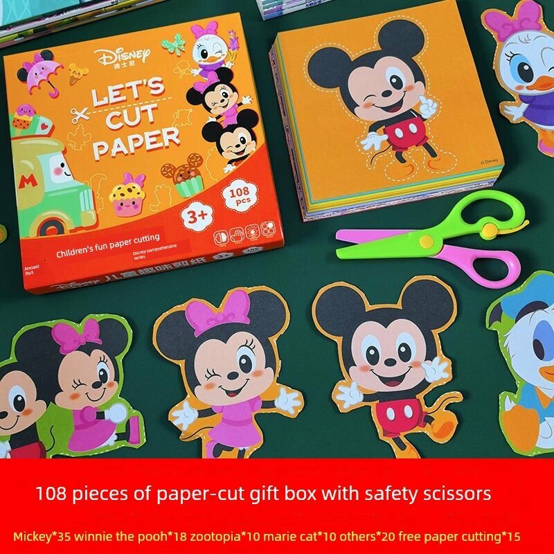 Занимательные детские развивающие игрушки Disney Mickey для вырезания из бумаги, книга-оригами ручной работы, подарок
