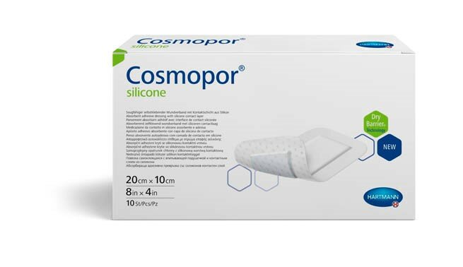 Повязка COSMOPOR SILICONE/космопор силикон 20Х10СМ N10 пластырного типа впитывающая С контактным слоем из сили