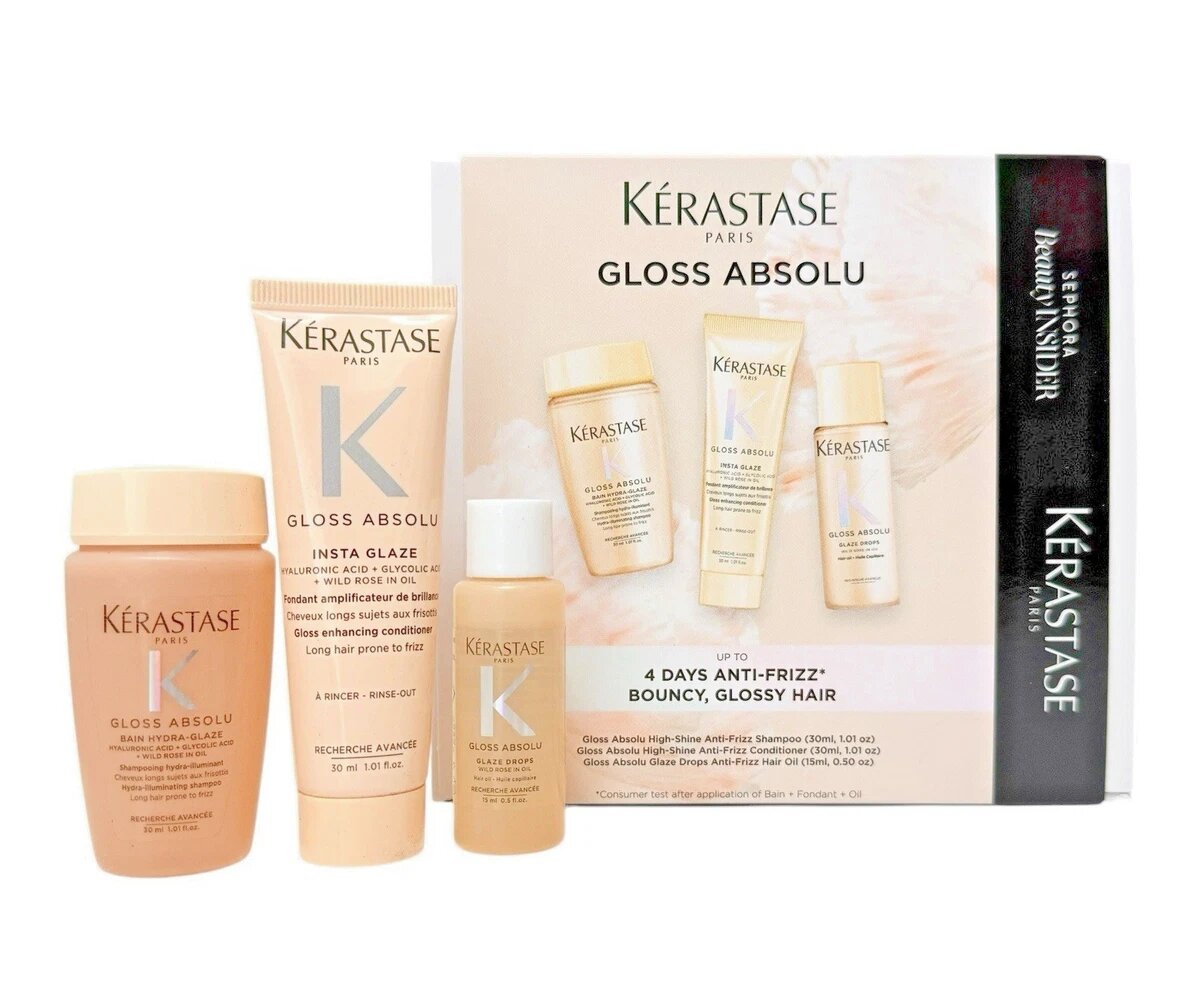 Набор Kerastase "Gloss Absolu", масло, шампунь, кондиционер, дорожный формат
