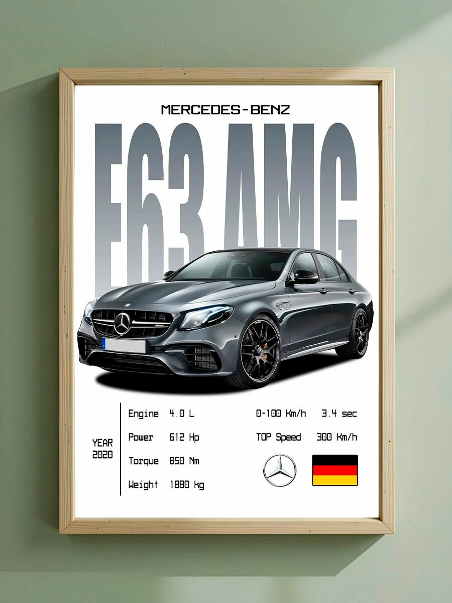 Постер, плакат на стену "Автомобиль Mercedes-Benz E63 AMG W213" 42 см х 29,7 см (А3)