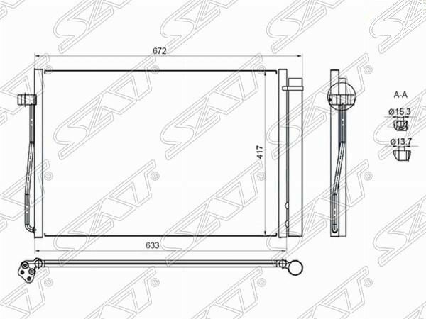 Радиатор SAT ST-BW60-394-0 кондиционера BMW 5-Series 03-10 / 6-Series 03-10