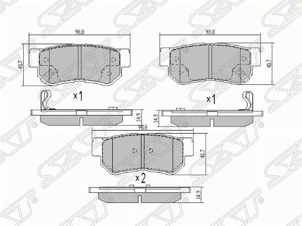 Колодки тормозные сзади SAT ST-58302-26A00 Hyundai Elantra 00-12 / Santa Fe 00-12