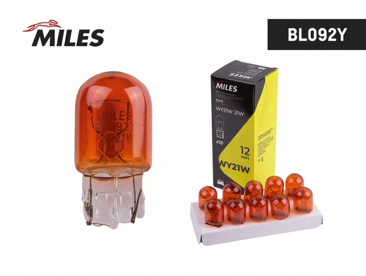 Лампа WY21W 12V 21W W3x16d AMBER BL092Y Miles арт. BL092Y