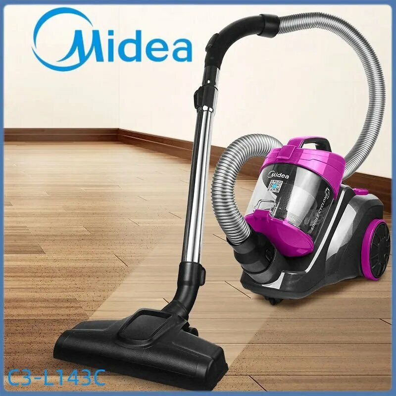 Midea Напольный пылесос C3-L143C, серый, красный