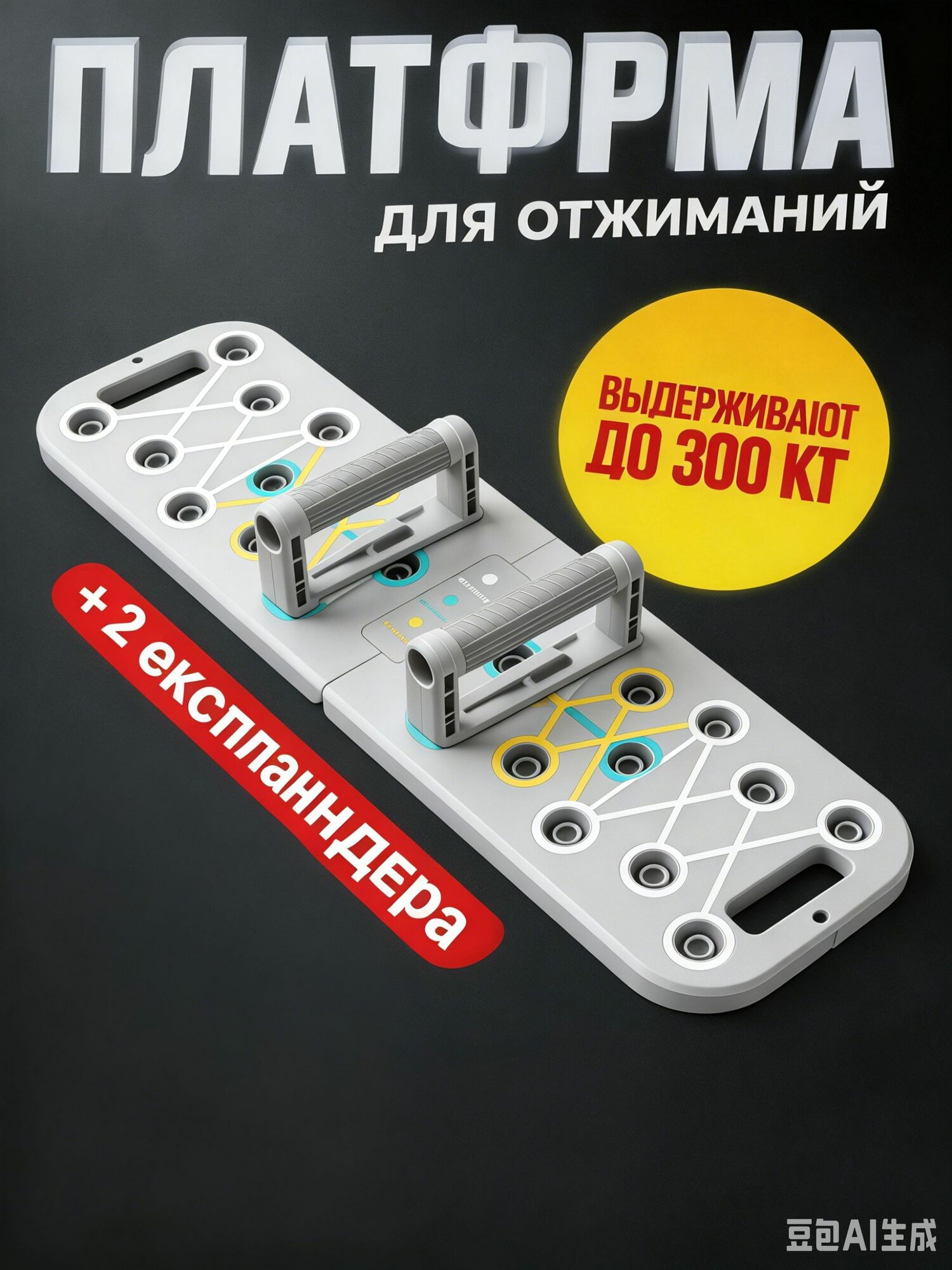 Упор для отжиманий с эспандерами, платформа для отжиманий с упорами, турник напольный, тренажер для дома