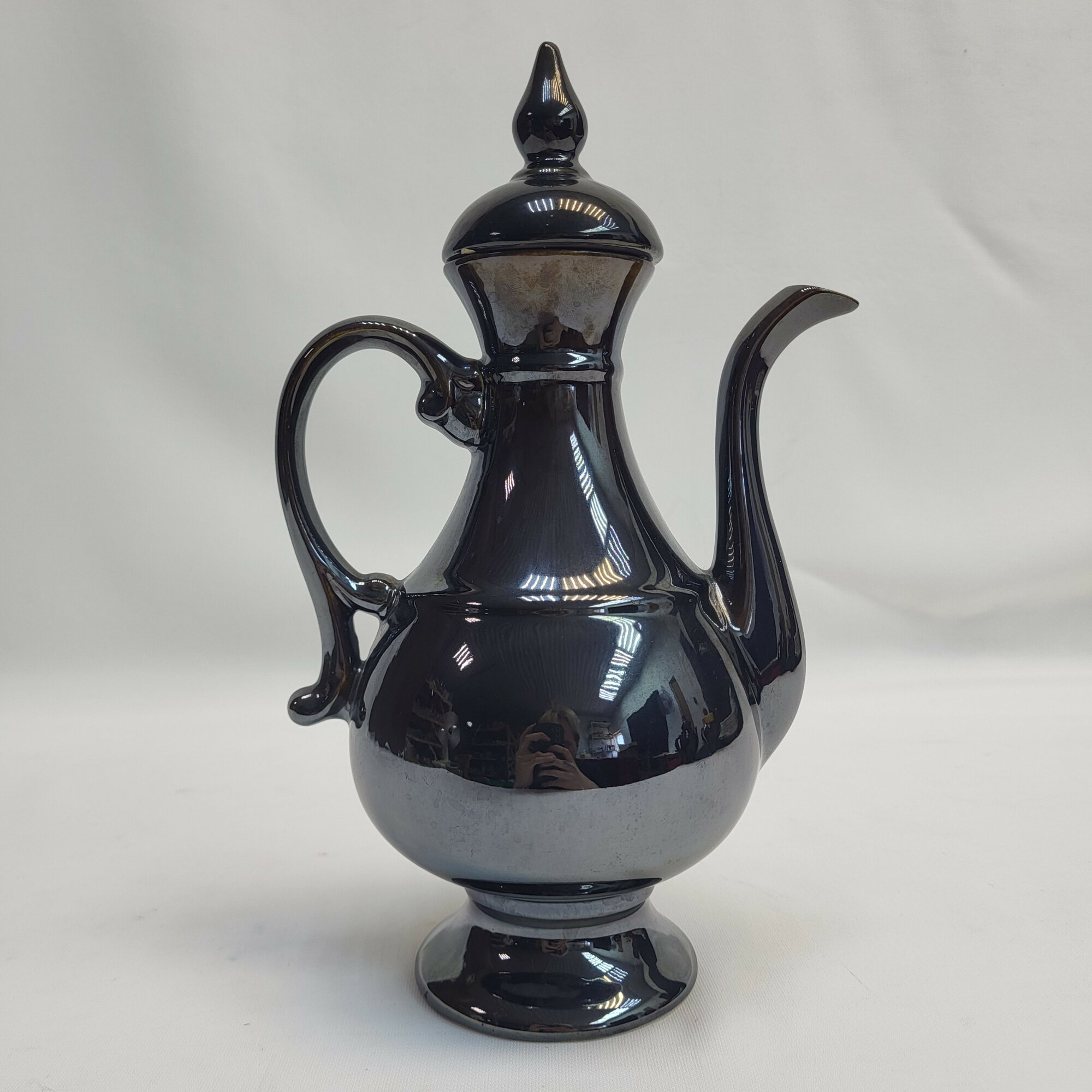 Кофейник винтажный, СССР. Керамический, с крышкой, темная глазурь, декоративная форма