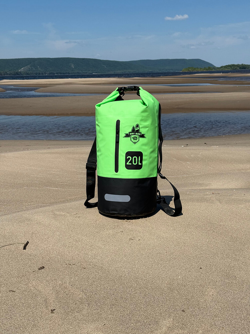 Сумка гермомешок водонепроницаемый BroStuff zip pocket dry bag 20l green (гидросумка)