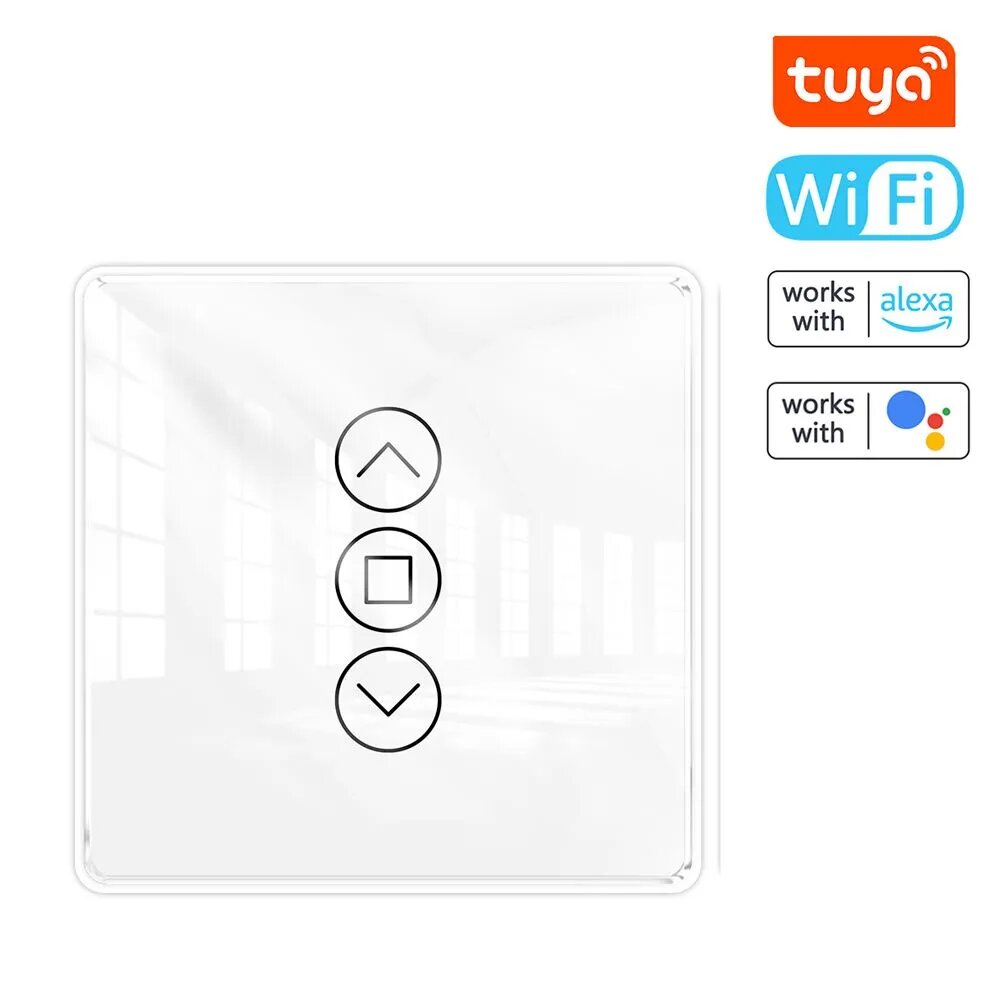 Приложение с таймером, белый, управление голосом и прикосновением, Tuya Wifi Умный переключатель штор,