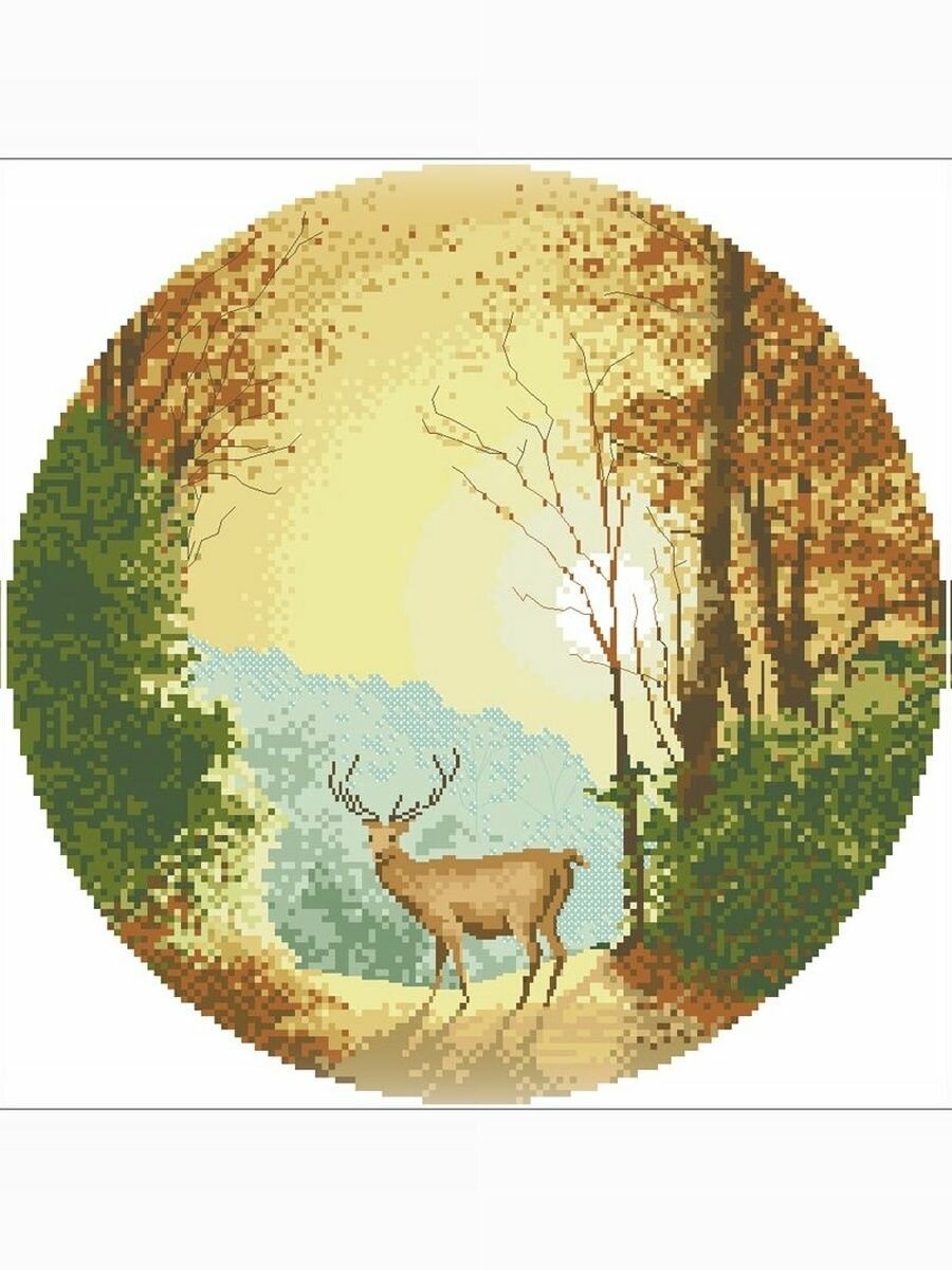 Bышивка крестиком для начинающих Amishop "Осеннее солнце", 16CT Aida, 23 x 23 см, 140x140 стежка, 20 цветов, 100% хлопок