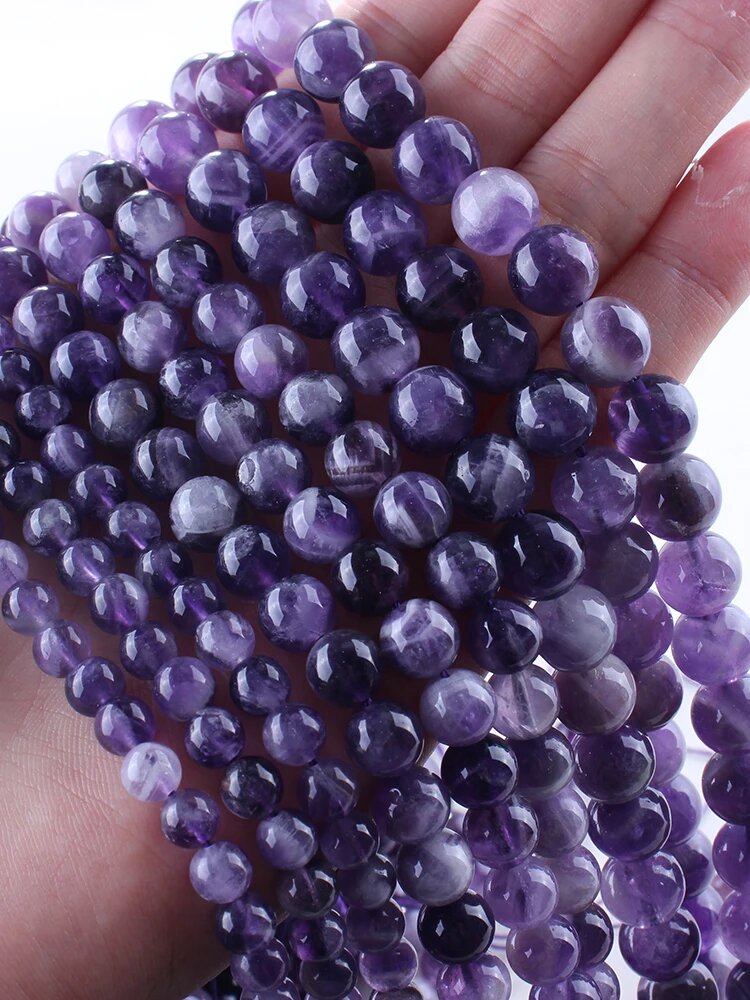 Бусины Zhe Ying розовый кварц 6 8 10 мм Фиолетовый, 8-8.5mm(43-45pcs), 148dream amethyst