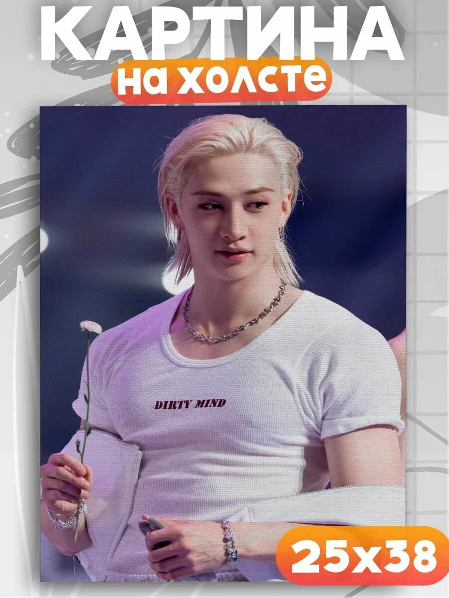 Картина на стену Бан Чан Stray kids кпоп, на подрамнике, 1шт, 38х25 размер.