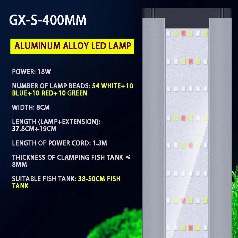 ZRDR LED светильники для аквариума из алюминия, голубой, белый, красный 400mm-EU plug