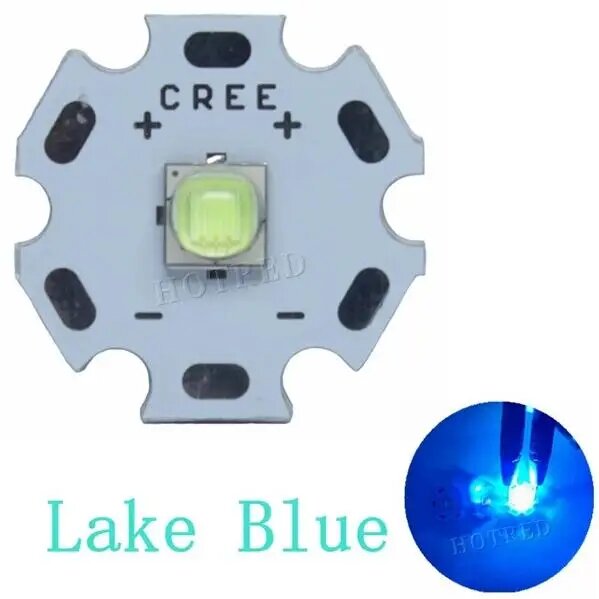 Светодиоды HotRed XLM 5050-T6L2 10 Вт 5 цветов Lake Blue, 20mm White PCB