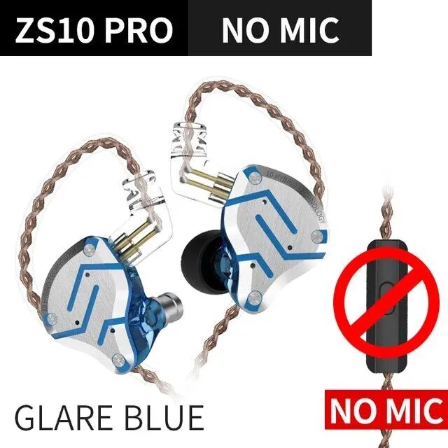 Наушники KZ ZS10 PRO, гибридные наушники-вкладыши 4BA + 1DD, наушники IEM для аудиофилов с басовой музыкой HIFI, Проводная гарнитура для спортивных игр с шумоподавлением,2-контактные съемные мониторы