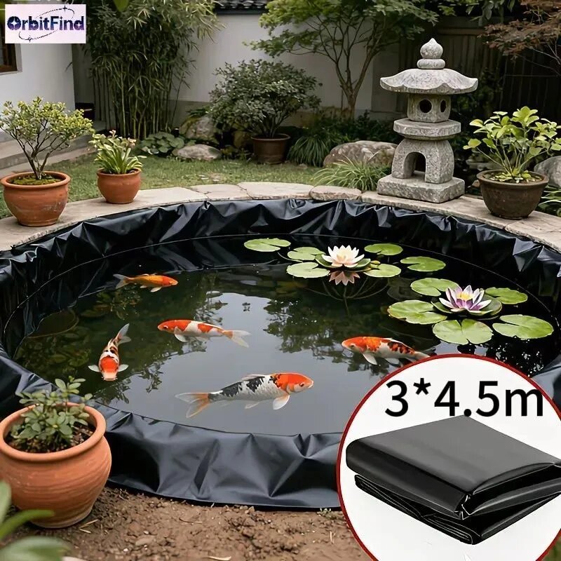 Экологичная пленка для пруда HDPE для карпов кои 3*4.5m, надежная геомембрана для пруда от протечек, гибкая водонепроницаемая мембрана для фонтана