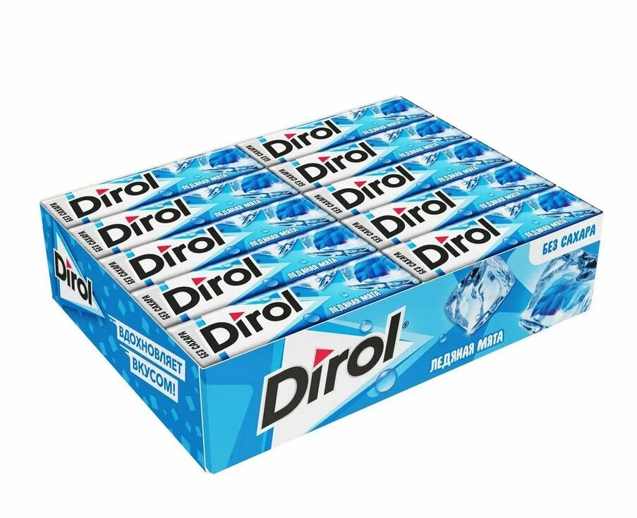 Dirol Жевательная резинка Ледяная Мята 13,6 г, 30 шт в коробке