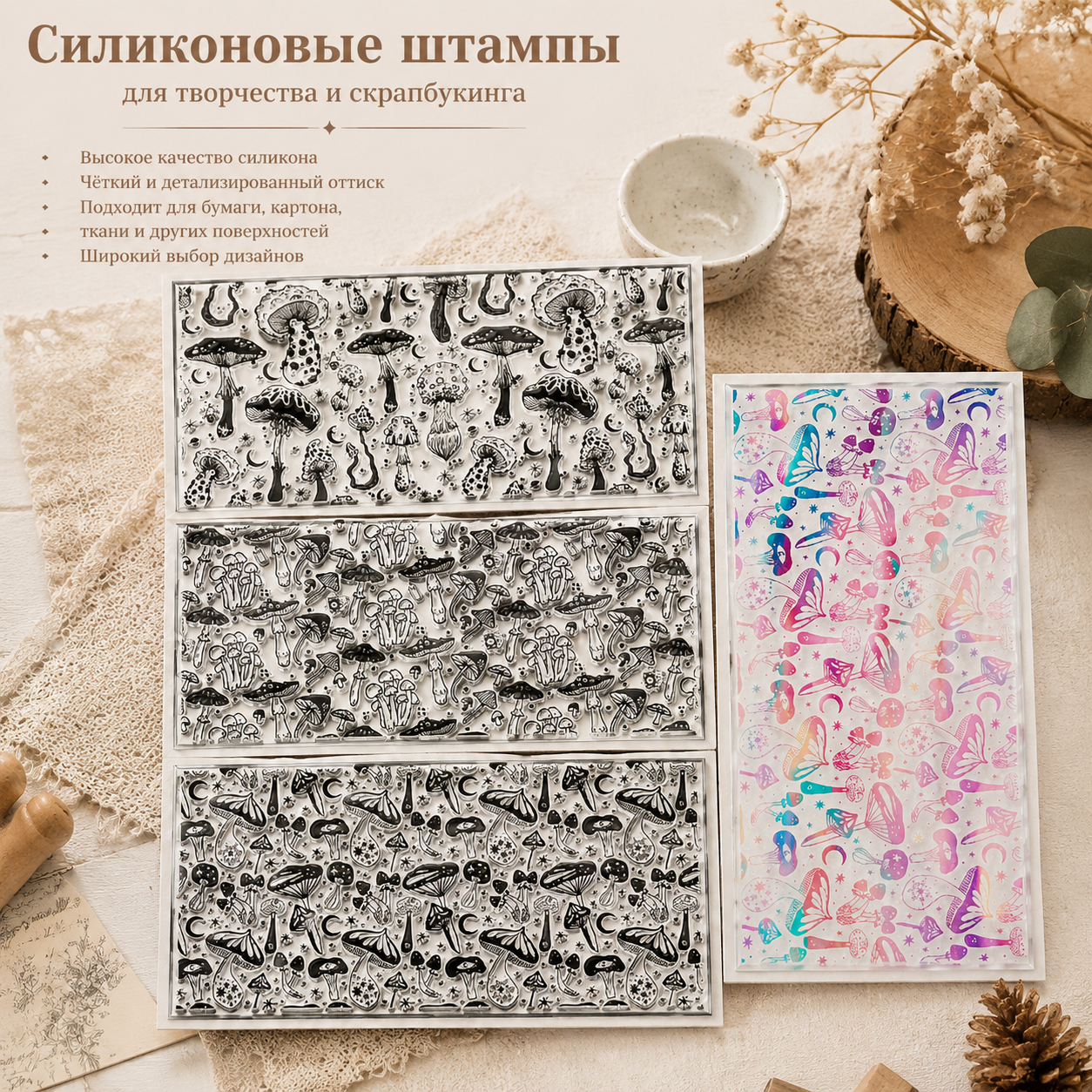 1 шт. Пластиковые прозрачные штампы для скрапбукинга, фотоальбомов, декоративных открыток, листов штампов, рамки из пленки, гриб 160x110x3 мм