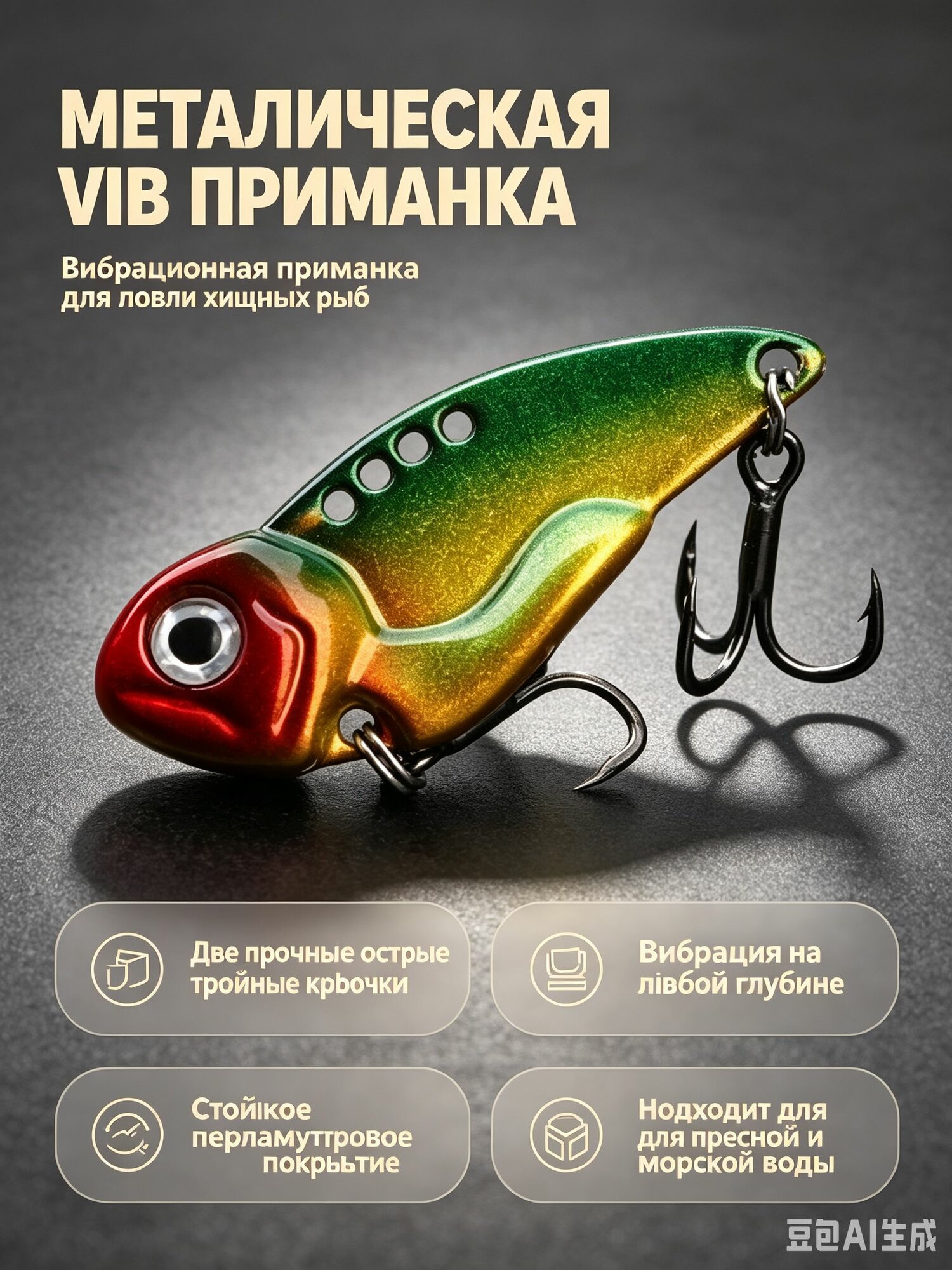 Металлический вибро-воблер VIB для спиннинга приманка для окуня, жереха и щуки