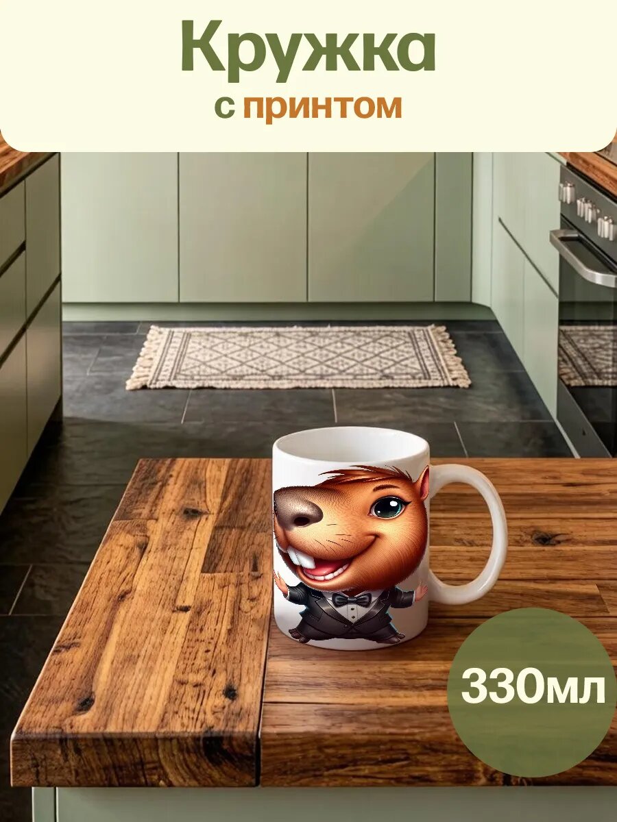 Кружка керамическая Капибара - Джентльмен смокинг хомяк