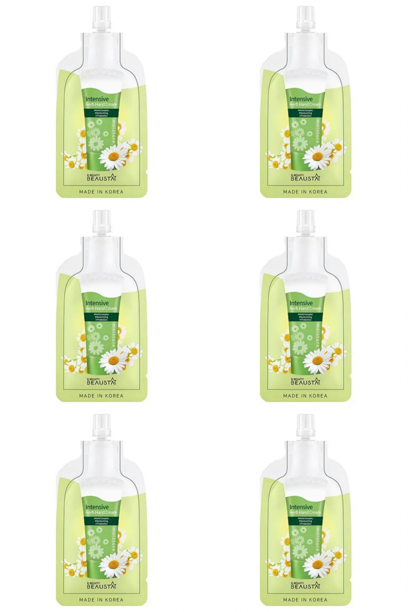 BEAUSTA Крем для рук Intensive Herb Hand Cream с экстрактами трав, 20 мл, 6 шт