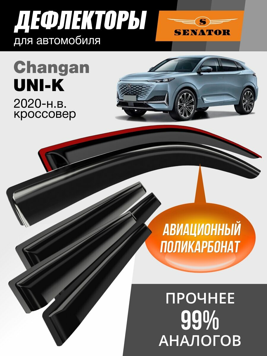Дефлекторы на Changan UNI-K (Чанган юни-к) 2020, 2021, 2022, 2023, 2024, 2025, 2026 ветровики, SENATOR