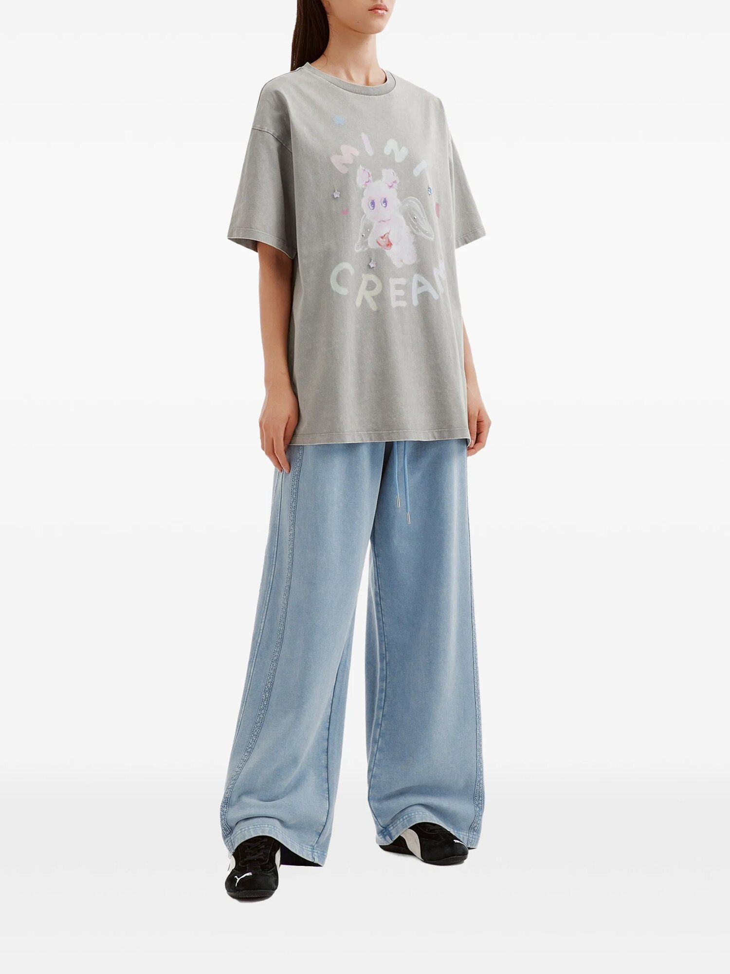 Брюки minicream Lace-trim drawstring trousers, размер 42, синий — фото 1