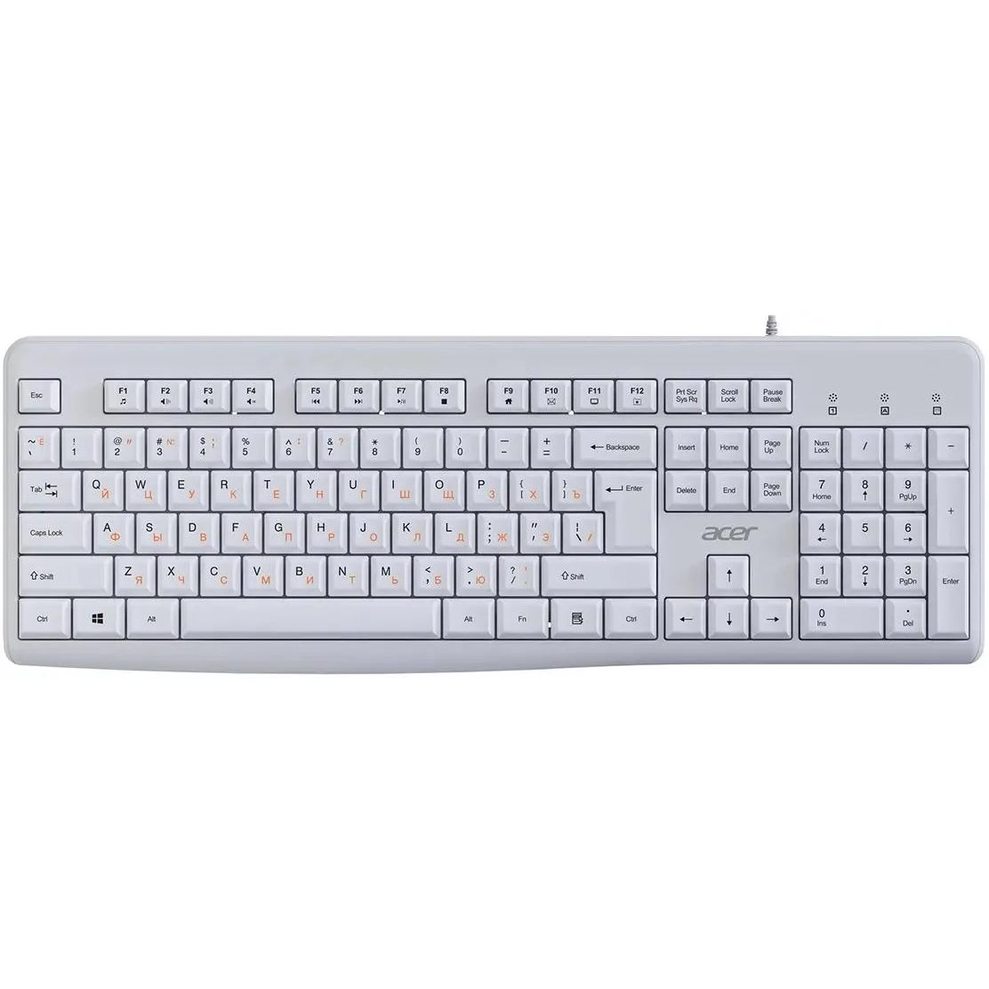 Клавиатура Acer проводная OKW500 белая USB Multimedia