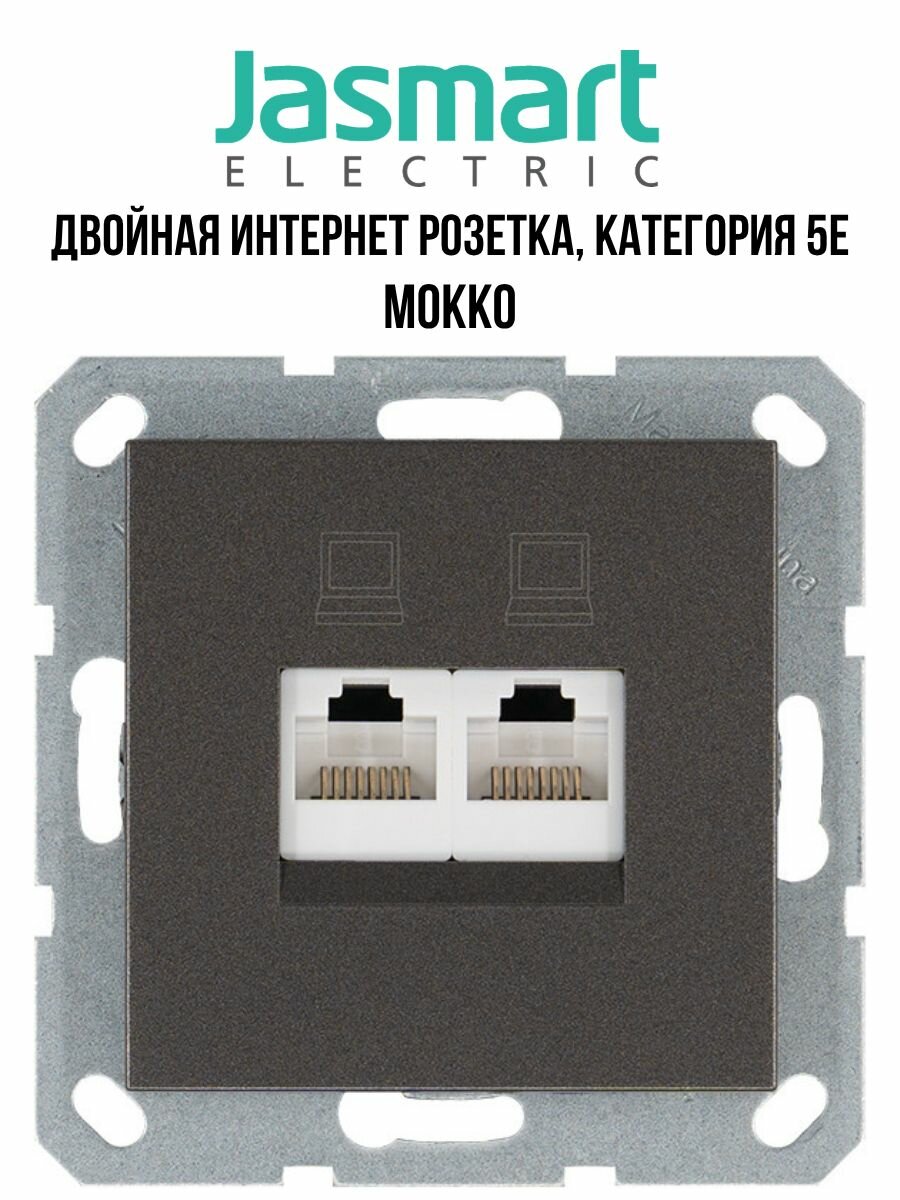 Интернет-розетка RJ45 категория 5е с накладкой jasmart