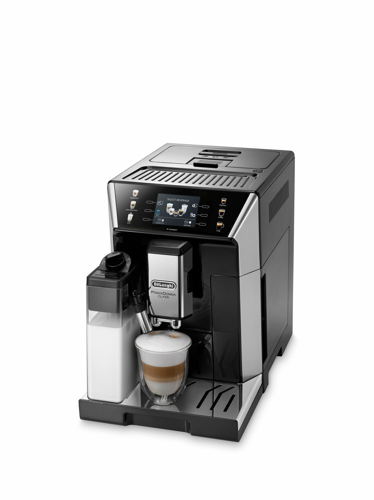 Кофемашина DeLonghi ECAM550, с капучинатором, черный/серебристый