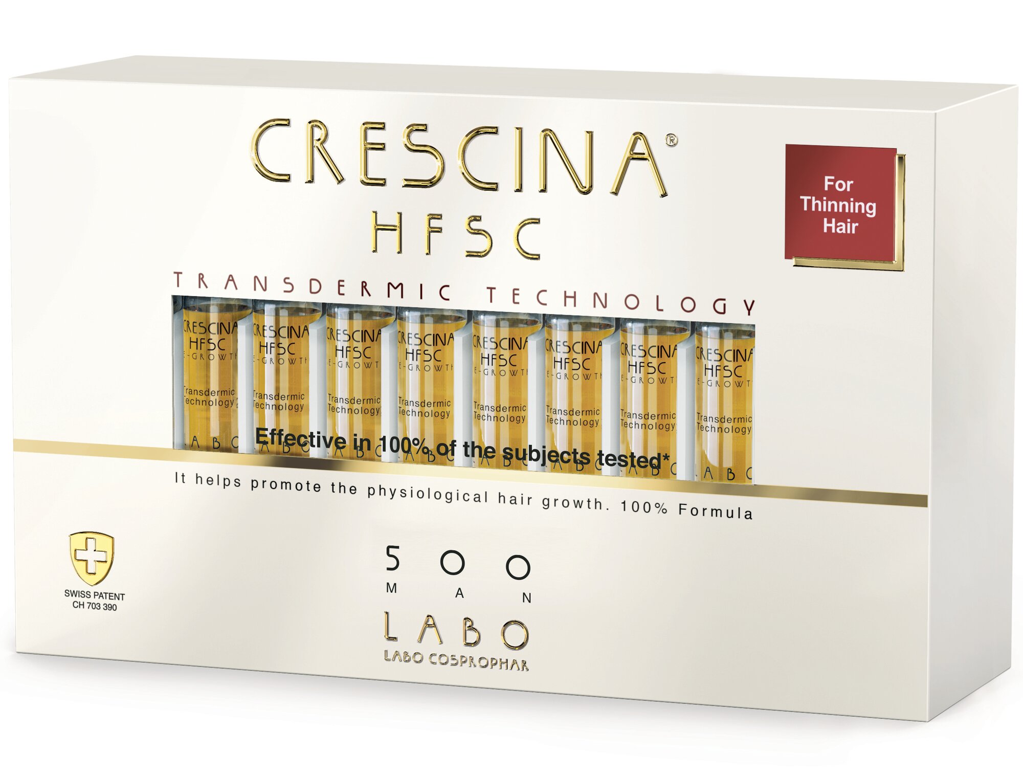 Crescina Crescina Transdermic HFSC 500 для мужчин лосьон для возобновления роста волос (20 ампул) Crescina Transdermic Re-Growth HFSC 500 For Men 20 Vials 15ml