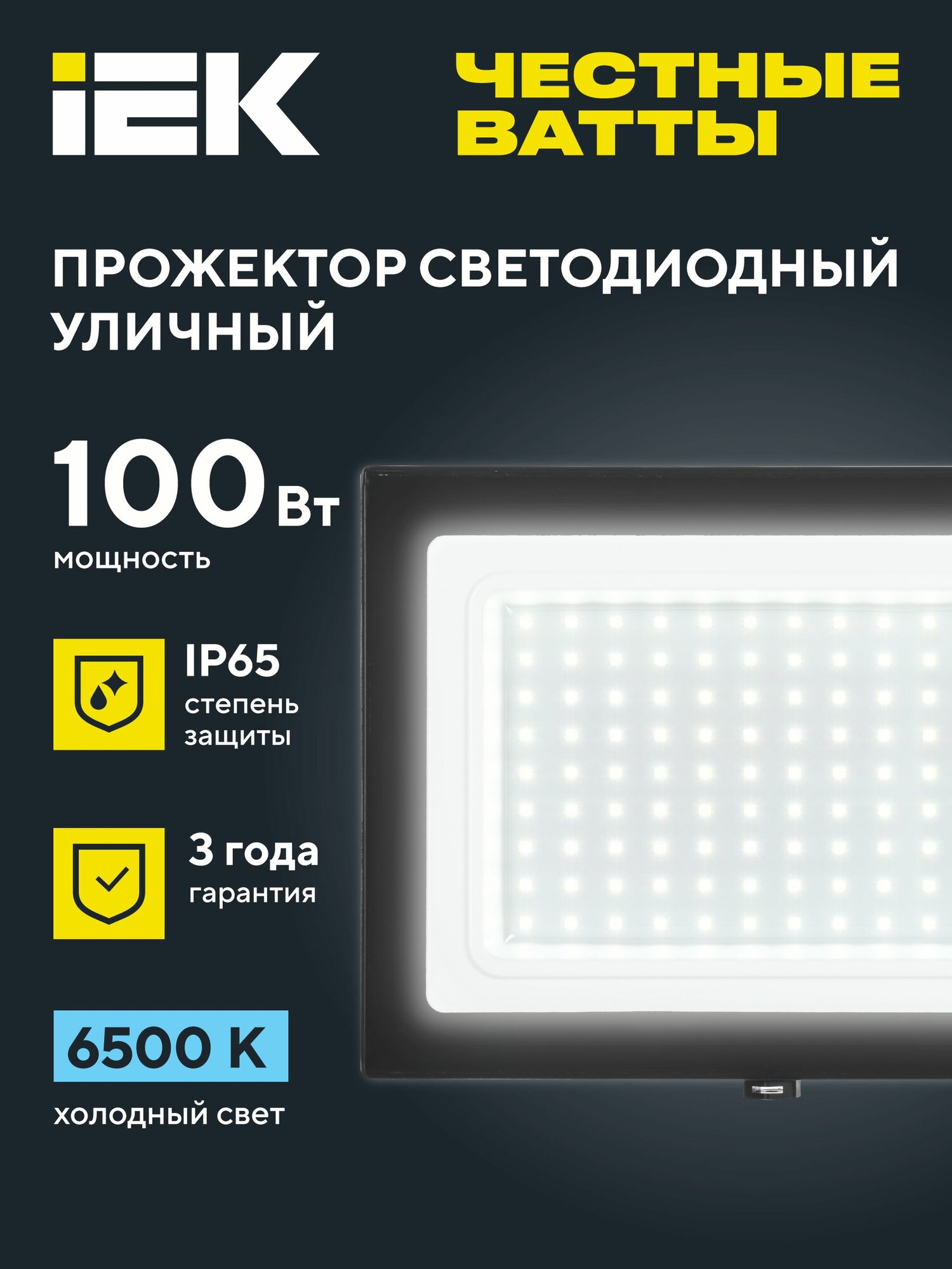 Прожектор светодиодный уличный СДО-06 100Вт IP65 220В 6500K