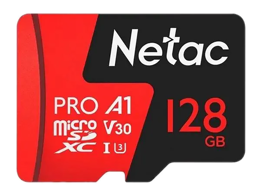 Карта памяти 128 Гб MicroSD Netac P500 Extreme Pro, Class10 UHS-I U3 V30 A1, без адаптера