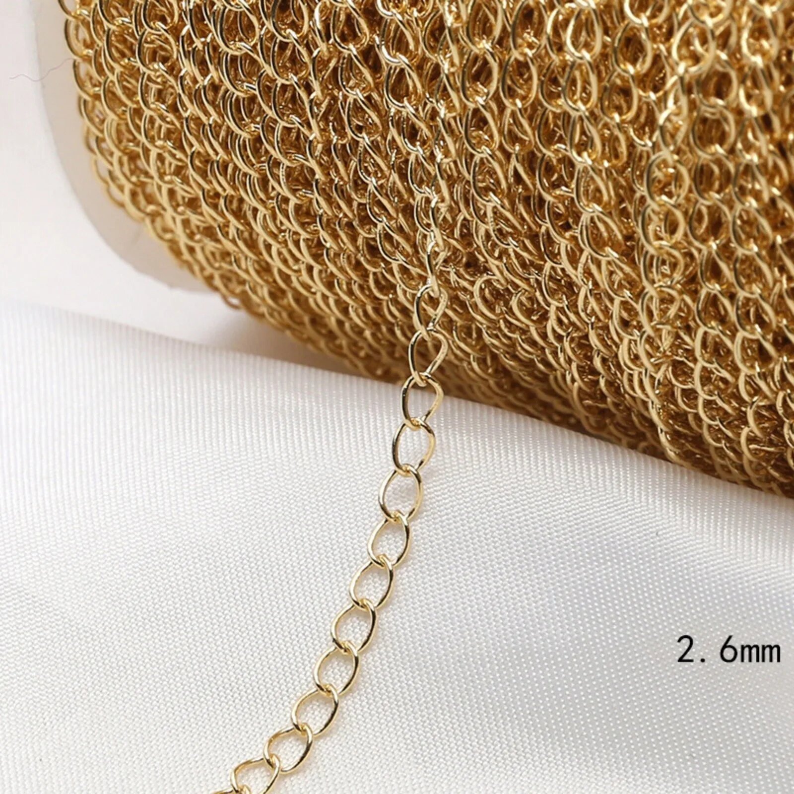 Золотая латунная цепочка 2.6mm-Style13, 1 метр