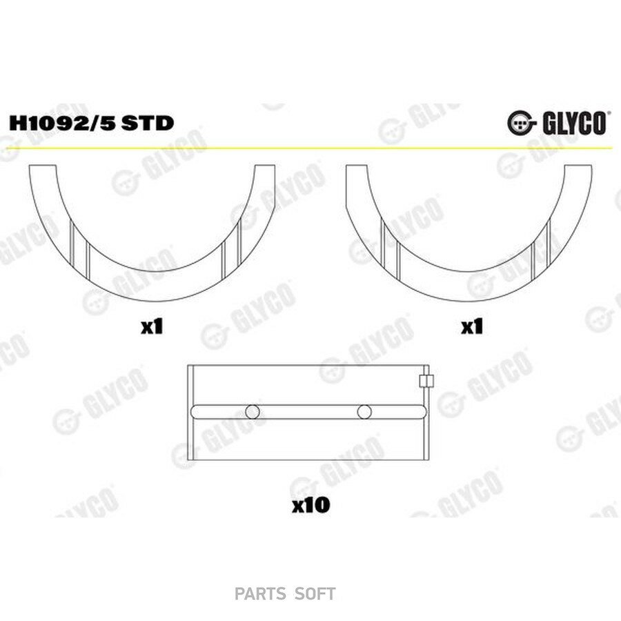 GLYCO H1092/5 STD Коренной вкладыш (комплект)